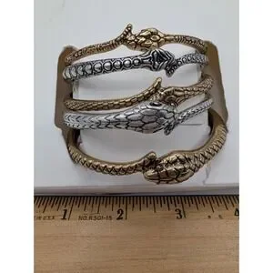 Zara | Jewelry | Zara Snake Wrap Bracelet Set Mixed Metal Serpent Cuff ...